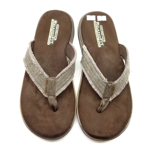 Skechers | Shoes | Skechers Relaxed Fit Brown Distressed Slide Flip ...
